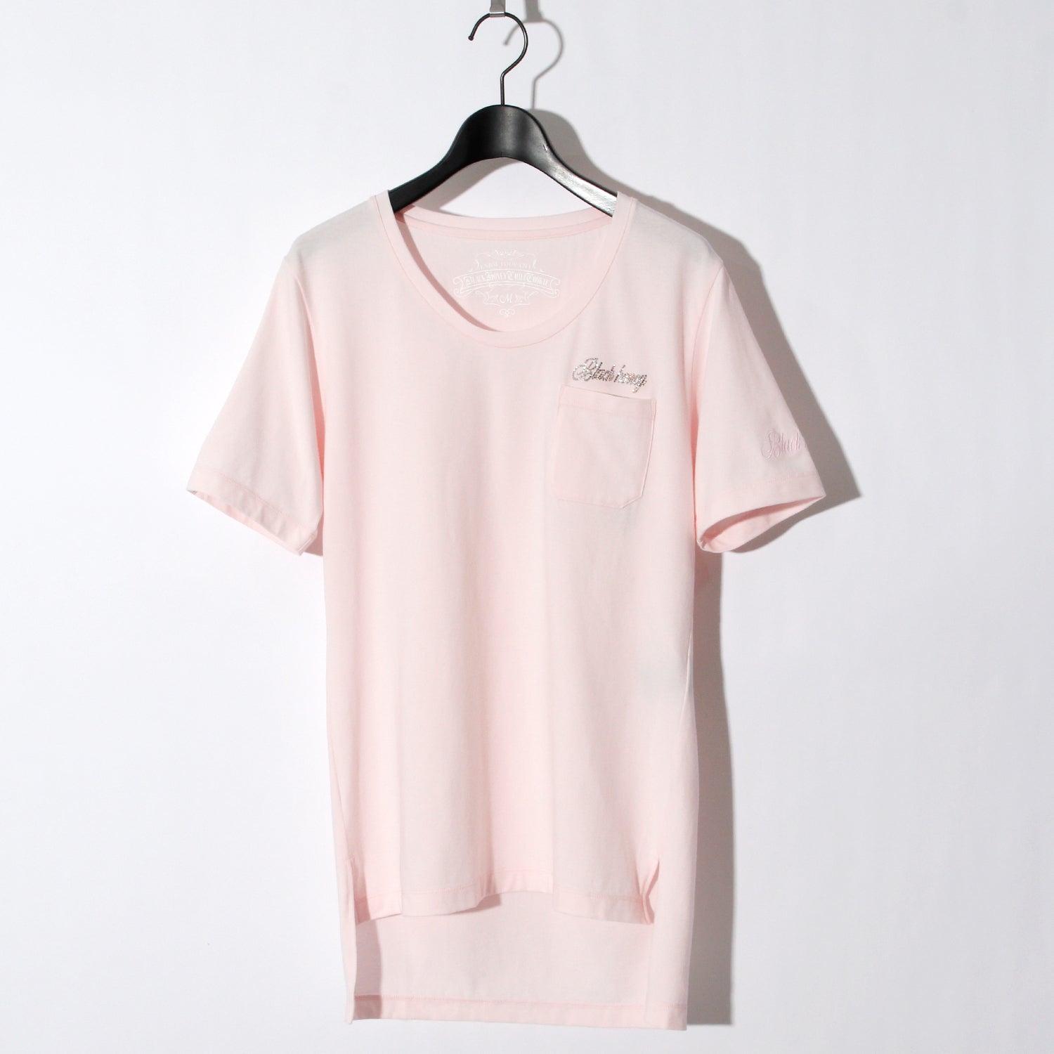 Swarovski Logo Pocket U Neck Tee / PINK×CRYSTAL – BLACK HONEY CHILI ...